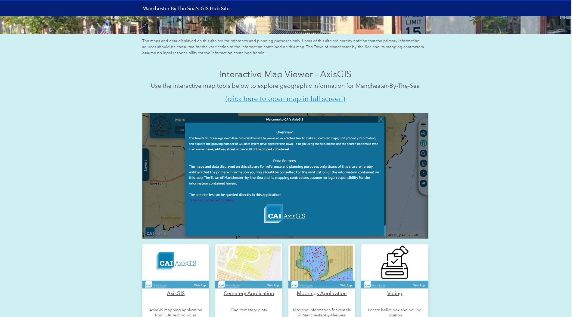 Manchester-by-the-Sea, MA ArcGIS Online HUB Site - CAI Technologies